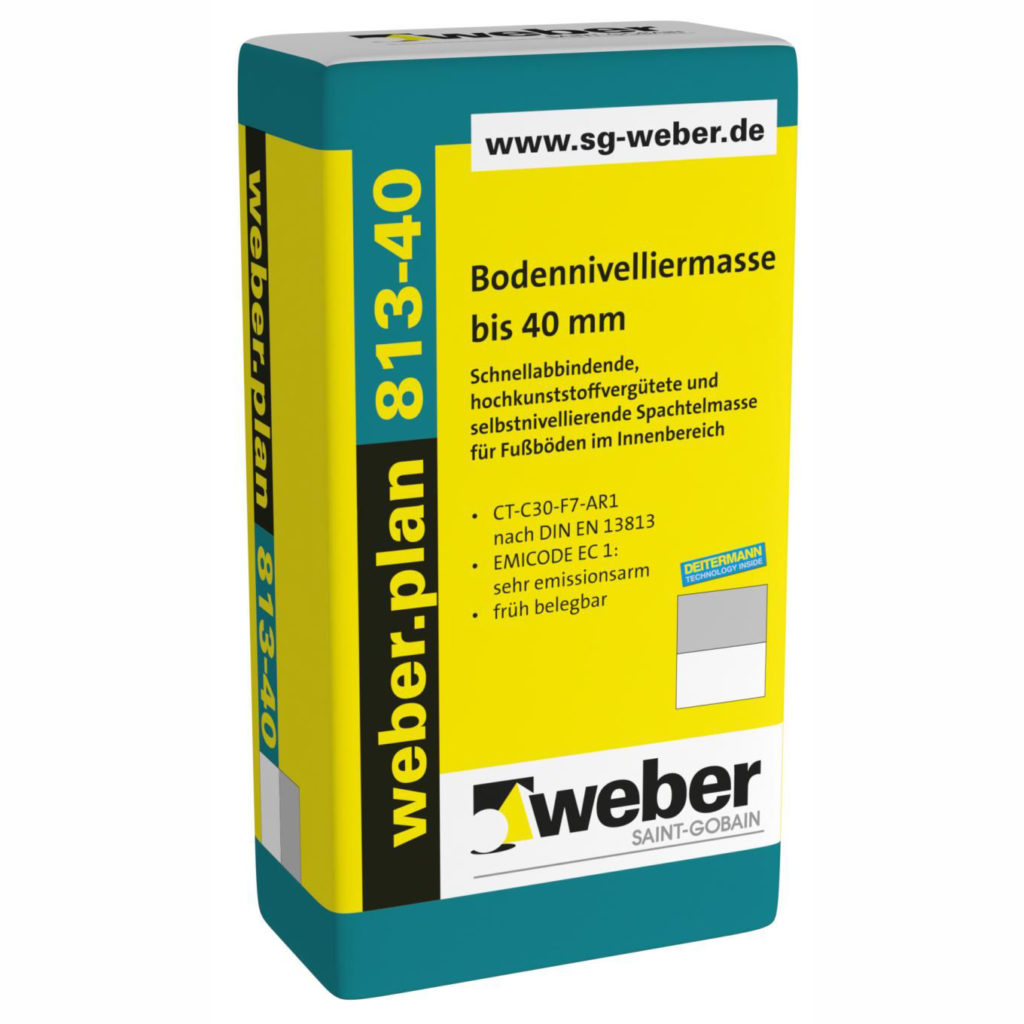 Weber plan 813 40 Bodennivelliermasse 40 Mm 25 Kg Platten Wolf GmbH